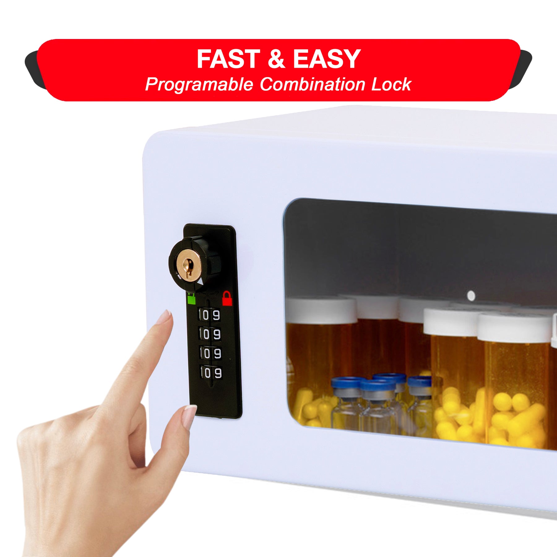 Narcotic Medicine Lock Box with Keypad – Wall & Fridge Safe – Overdose Kits
