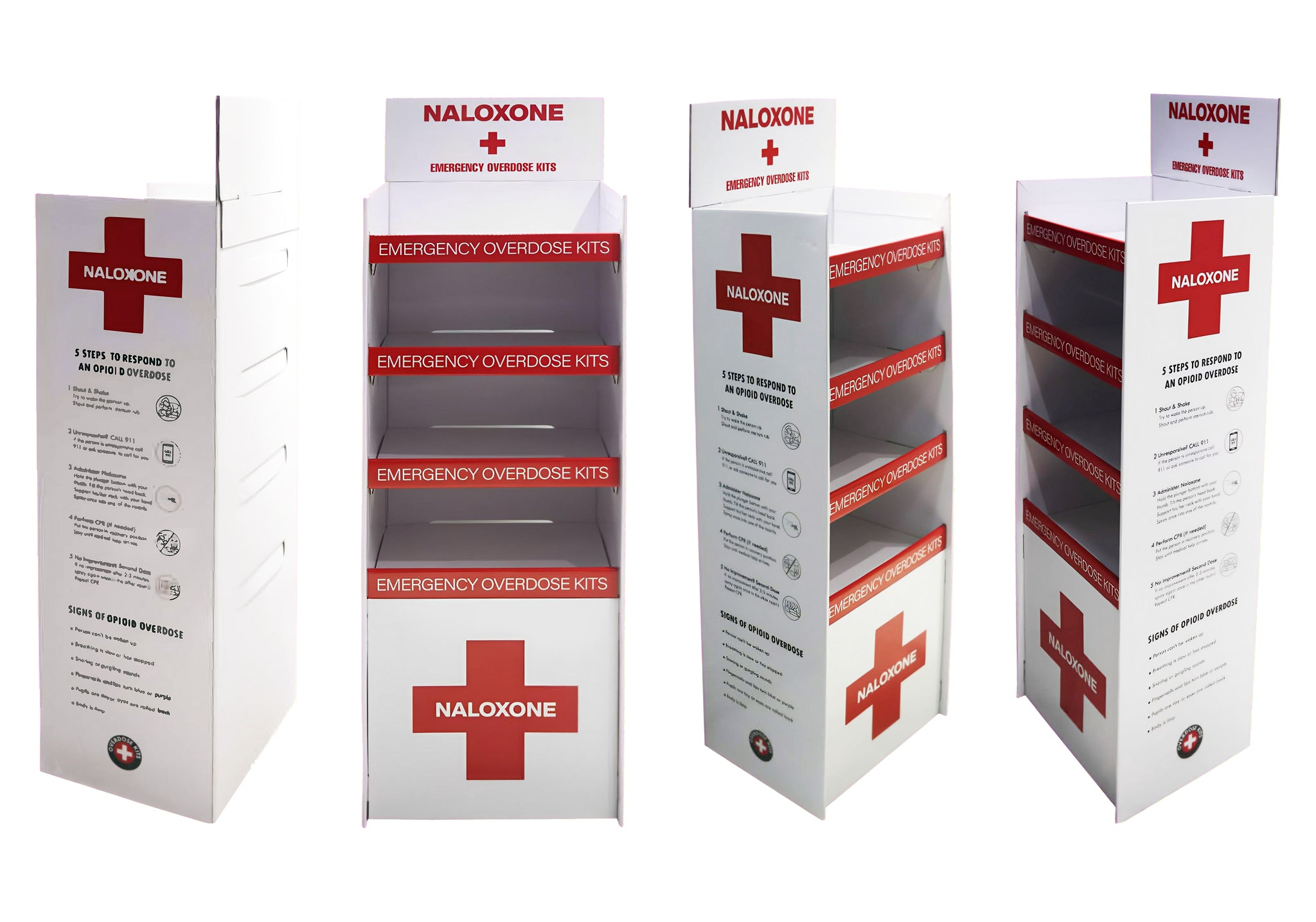 Naloxone Distribution Floor Stand ( Holds 100 Narcan Boxes) – Overdose Kits